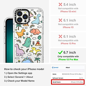 MOSNOVO Case for iPhone 13 Pro Max, [Buffertech 6.6ft Military-Grade Drop Protection] [Anti Peel Off Tech] Clear TPU Bumper Phone Case Cover Design - Dinosaur Land