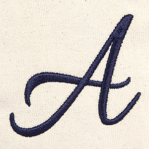 DALIX Monogram Tote Bag Personalized Initial Navy Blue - A