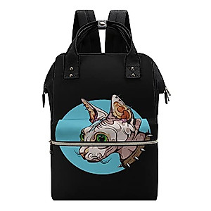 Sphinx Cat Head Diaper Bag Backpack Large Capacity Mommy Bags Multifunction Nappy Bag Travel Back Pack Black-Style