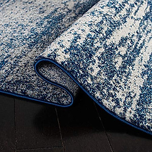 SAFAVIEH Evoke Collection 2'2" x 13' Navy/Ivory EVK272A Modern Abstract Non-Shedding Living Room Bedroom Runner Rug