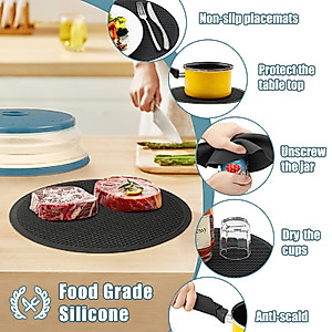 WENWELL Large Microwave Splatter Cover & Silicone Mat,12 Inchs Vented Collapsible Guard dish Plate lid & Round Kitchen mat for food