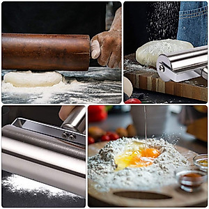 DOITOOL Pizza Roller Stainless Steel Baking Rolling Pin Dough Roller for Pizza Pasta Pastry Bread