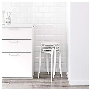 Ikea Marius Steel, Epoxy Powder Coating Stool (White), Set of 1