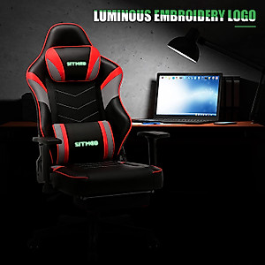 SITMOD Video Game Chairs Ergonomic Gaming Chair with Footrest High Back Massage Gaming Chair Recliner PC Leather Racing Gamer Chairs Adjustable Lumbar Support Swivel Computer Chairs for Adults