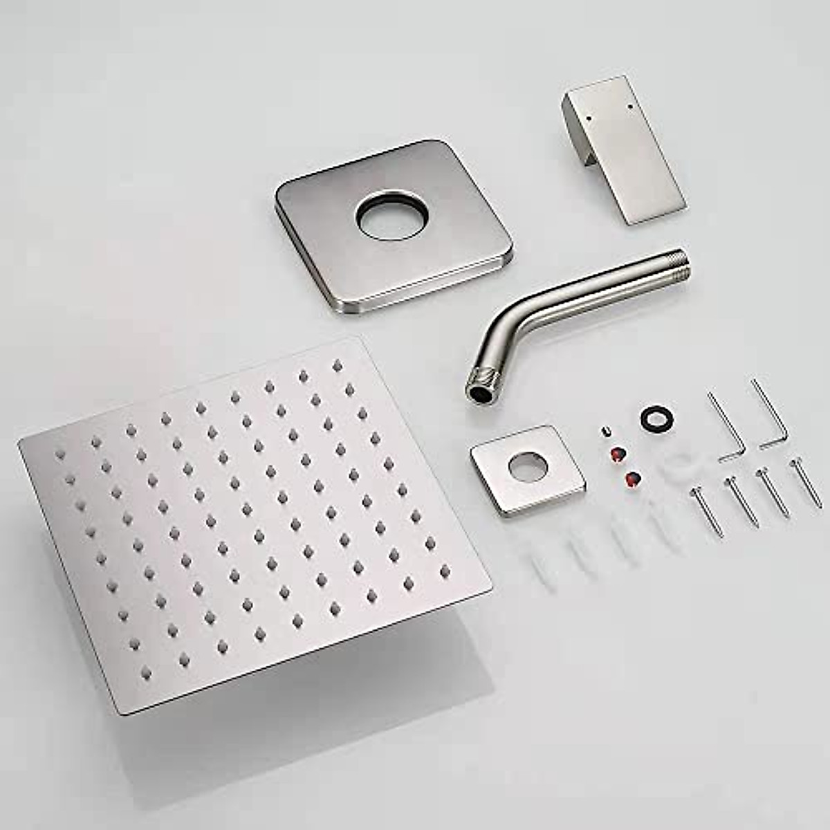 JingGang Shower Faucet Brushed Nickel Rain Shower Head Shower Faucets Sets Complete Bathroom Rainfall Shower System, Single Function Shower Trim Kit with Rough-in Valve