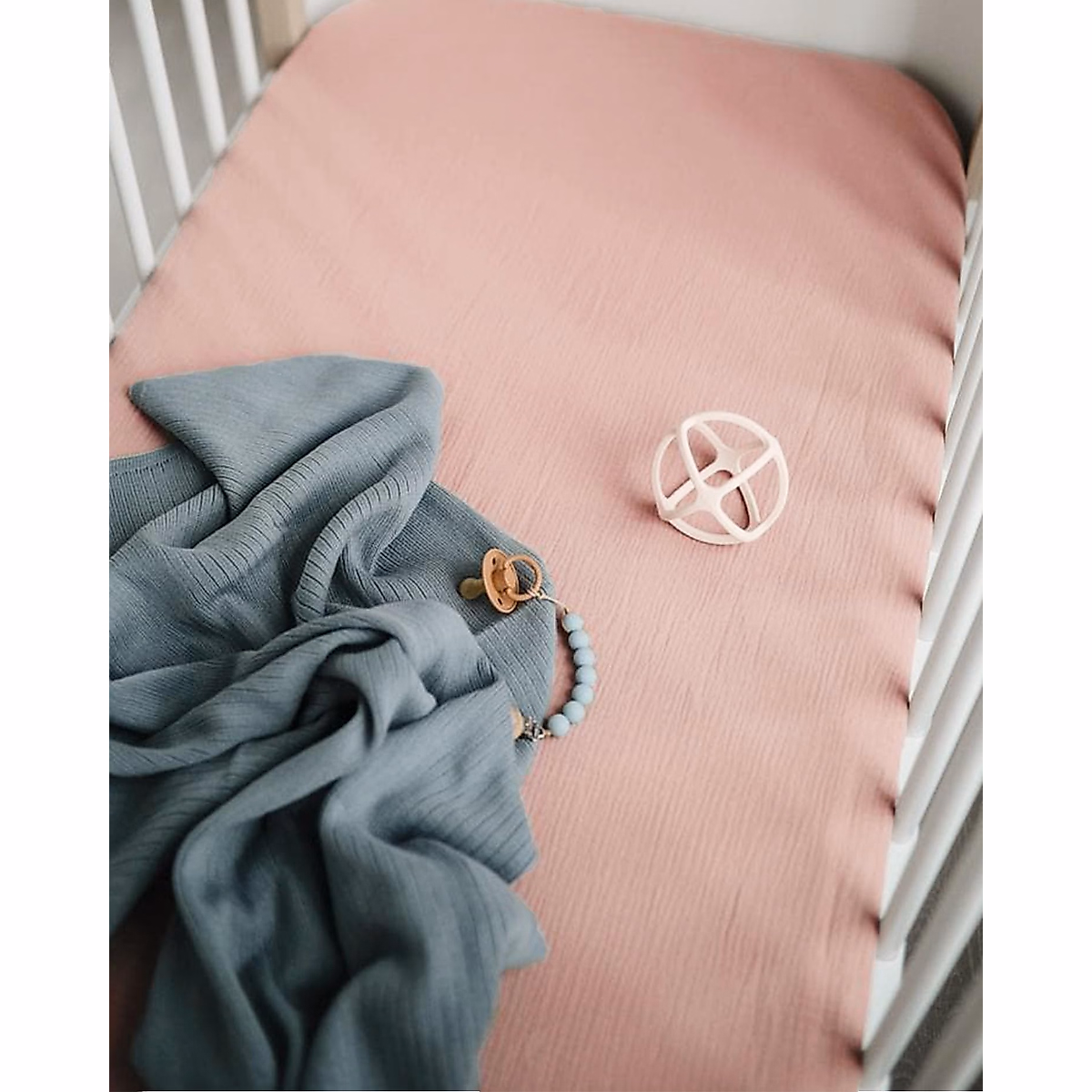 Muslin Crib Sheets, 100% Cotton Baby Crib Sheets for Standard Crib Mattress & Toddler Bed Mattress (52"x 28"), Ultra Soft & Breathable Baby Sheets, 2 Pack