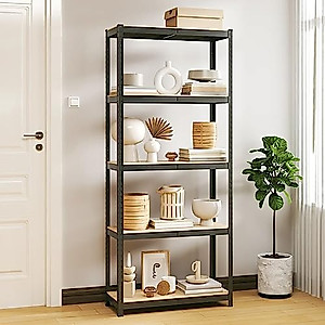 vidaXL 5-Layer Storage Shelf - Galvanized Steel, Engineered Wood and Plastic - Industrial Style - Sturdy Durable Design - Anthracite Color - Dimensions: 29.5" x 11.8" x 67.7"