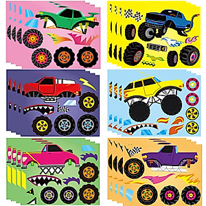 Haooryx 24pcs Monster Truck Stickers, PVC Paper, Multicolor, for Party Decorations, Art Craft Activities