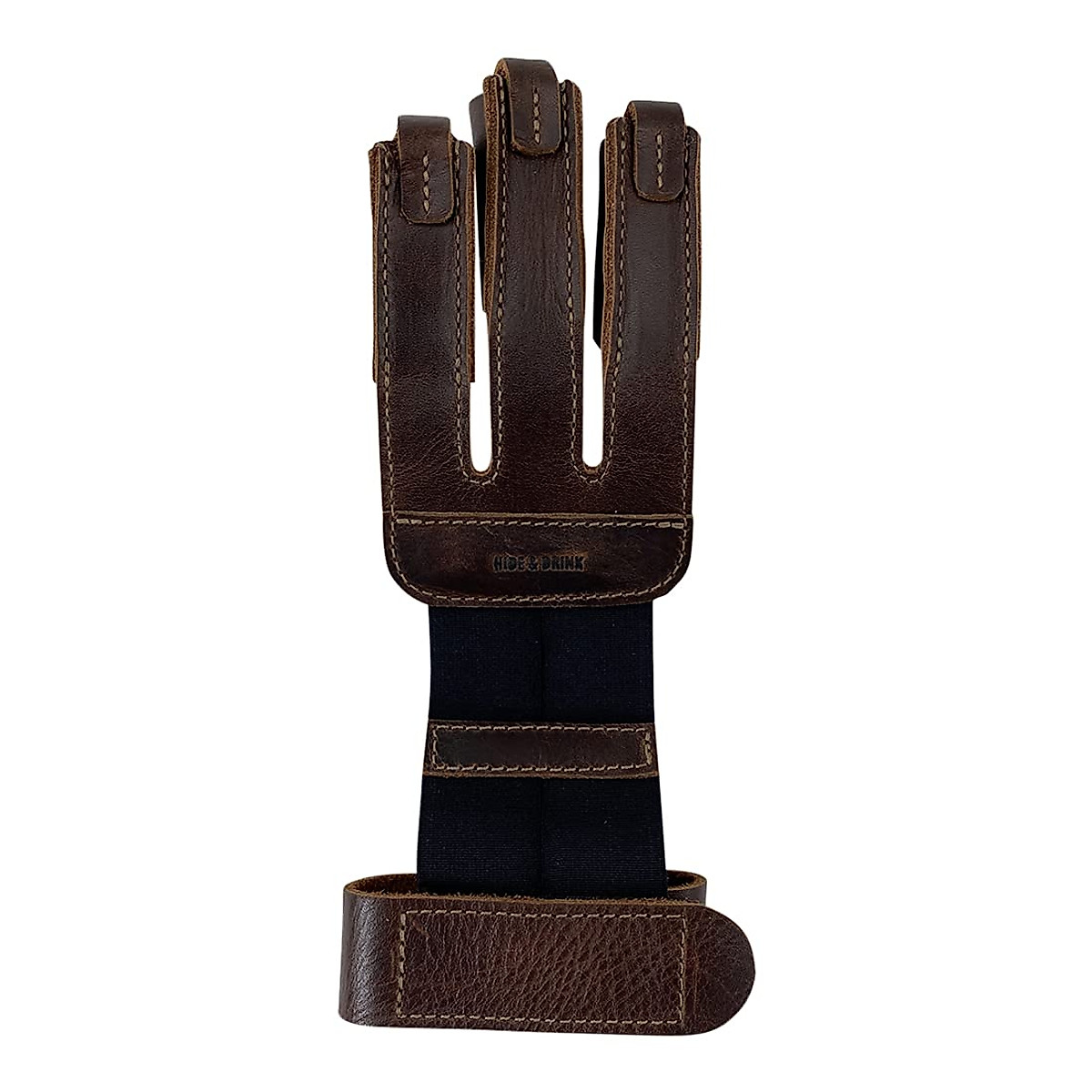 Hide & Drink, Three-Finger Archery Glove Handmade from Full Grain Leather - Bourbon Brown