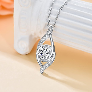 SISGEM Diamond Infinity Necklace Sterling Silver for Women,1 carat Moissanite Infinity Pendant Necklace S925 Natural Diamond Jewelry Gifts for Birthday Anniversary Christmas 18+2 inch