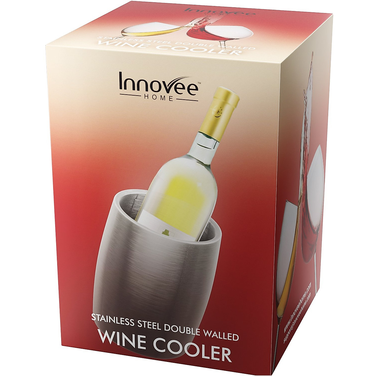 Nuvantee Wine Cooler Bucket, Champagne Chiller, Double Walled, High Quality Stainless Steel Wine Chiller, Matte Brushed Surface Ice Bucket, BPA Free