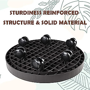 NAZKAEN 14.2 Inch Planter Caddies Rolling Saucer Caddy with Wheels, Heavy Duty Wheeled Stand for Potted Plant, Round Coaster Roller Base Tray with Casters, Flower Pot Dolly Holder for Indoor Outdoor