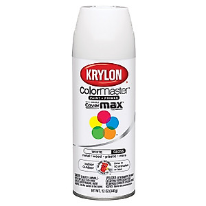 Krylon K05150107 ColorMaster Paint + Primer, Gloss, White, 12 oz.