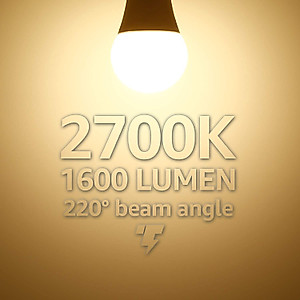 TORCHSTAR Dimmable A21 LED Light Bulbs, CRI 90, Super Bright LED Light Bulb 100W Equivalent, 17W, UL & Energy Star Listed, 25,000hrs, E26 Standard Base, No Flicker, 1600lm, 2700K Soft White, Pack of 2