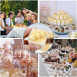 Wnqou 60ml Clear Dessert Cups with Spoons,50Pcs Reusable Plastic Dessert Cups,Mini Serving Bowl for Desserts Mousses,Puddings,Party ﻿