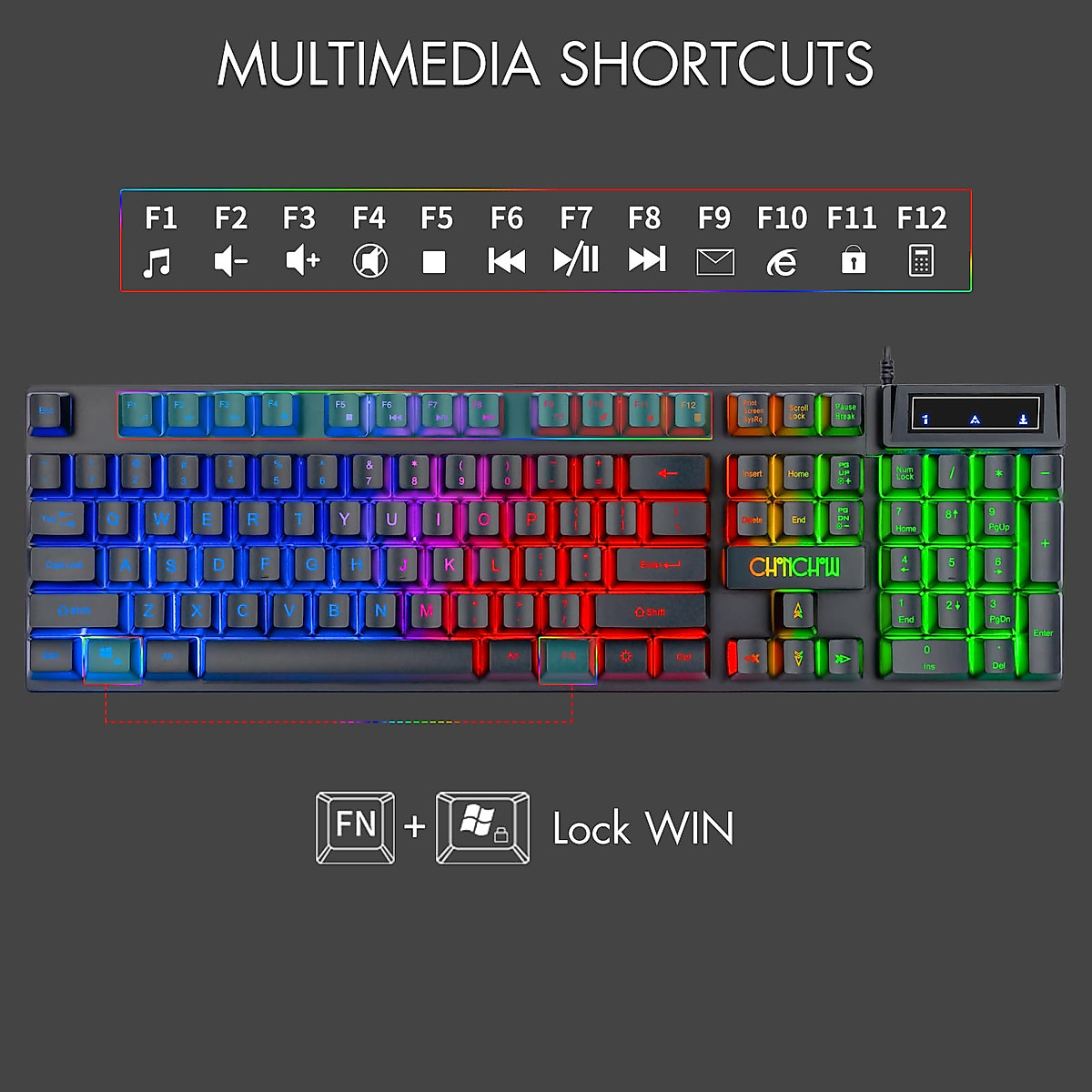 CHONCHOW Gaming Keyboard and Mouse Led USB Wired with Light Up Key 3600DPI 2 Side Button Mouse Keyboard Rainbow Backlit Mechanical Feeling Compatible with PC Mac Xbox Ps4 Ps5 with Mousepad