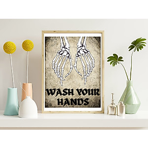 Roxbury Row Skeleton Hands Bathroom Decor Wall Art, Skeleton Decor | Funny Bathroom Signs, Gothic Bathroom Decor Wall Art, Creepy Decor, Spooky Decor, Halloween Bathroom Decor (8X10 Unframed)