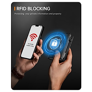 YESIIW Airtag Wallet, RFID Wallet for Men, Smart Apple Wallet with Airtag Holder ID Window Cash Slot Magnetic Closure Leather Trifold Pop up Card Wallet Holder(Black 8 Cards