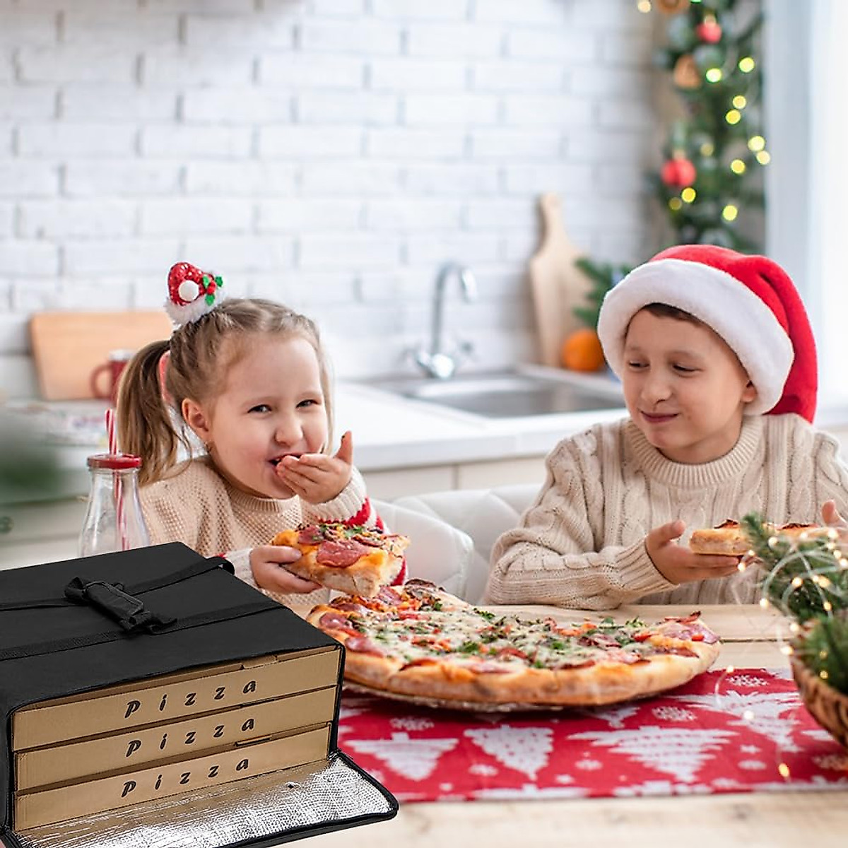 TOGETRUE Pizza Bag, Insulated Pizza Bags for Delivery Carry Hot, Large Pizza Food Delivery Bag for Doordash, Uber Eats, Pizza Warmer Bags for Personal Use, 20 x 20 (Basic Black)