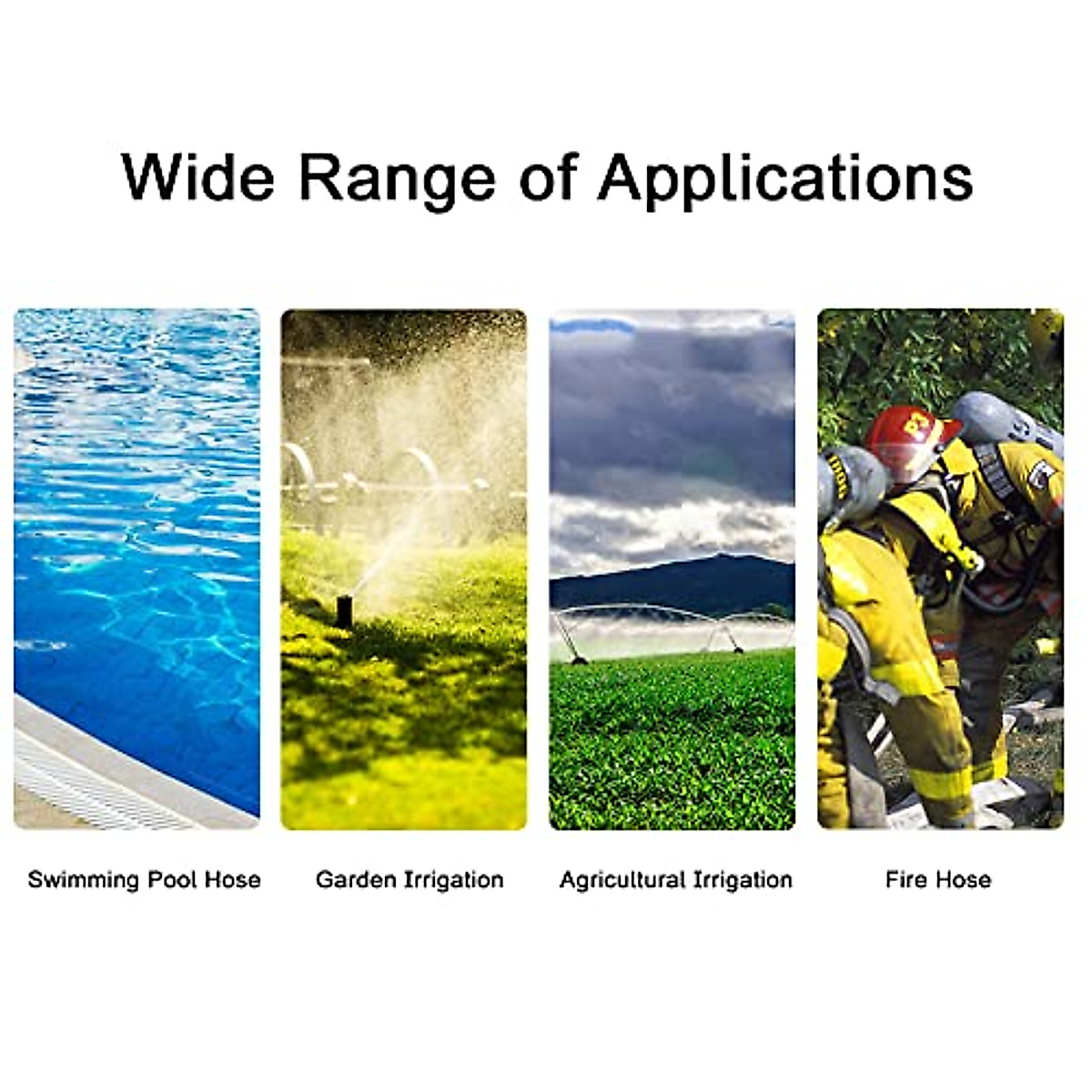 Eoiips 3 Inch x 65.6 Feet Length Swimming Pool Backwash Hose, PVC Lay-Flat Garden Hose Water Discharge Hose with Adjustable Hose Clamp for Patio Garden Lawn Irrigation & Swimming Pool