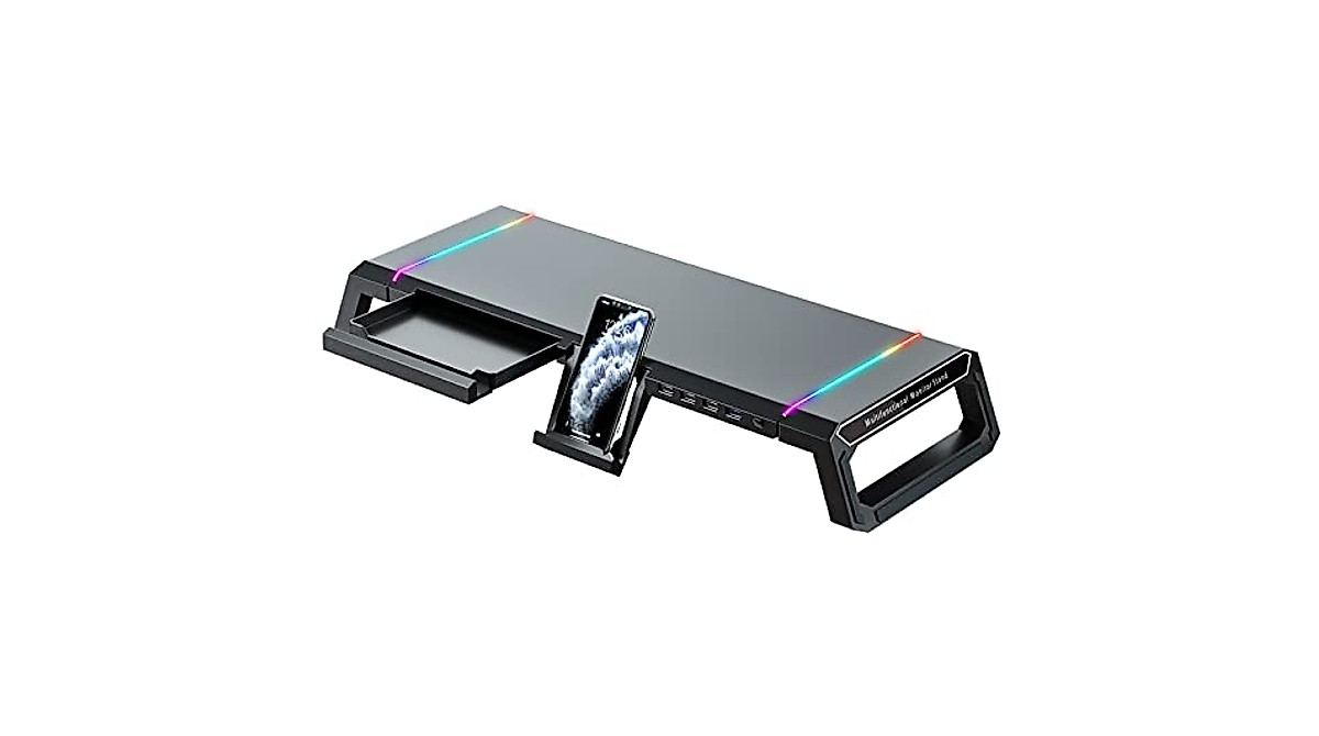 KYOLLY RGB Gaming Monitor Stand Riser with USB & RGB Lighting