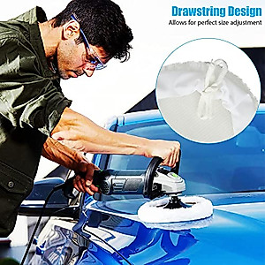 6PCS 6 Inch Wool Polishing Buffing Pads, Wool Buffing Pad, Bonnet Buffing Polishing Pads Wool Polisher Pad Kit, Drawstring Design Polisher Buffing Pads for Car Buffer Polisher Compounding, Polishing