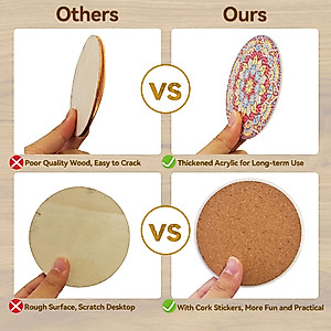 Diamond Painting Coasters, 6 Pcs Mandala Diamond Painting Coasters with Holder, Diamond Art Kits for DIY Coasters, 5D Diamond Painting Kits for Adults and Kids