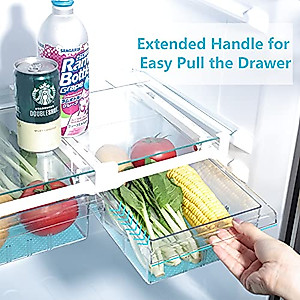 Refrigerator Organizer Bins with Handle - Farochy 2PCS Pull-out Fridge Drawer Organizer Refrigerator Storage Box Refrigerator Egg Drawer