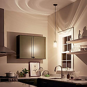 Kichler Brinley 7.75" Kitchen Pendant in Olde Bronze®, Mini Farmhouse Pendant with Clear Glass, (7.75" H x 4.75" W), 42878OZ, 1-Light