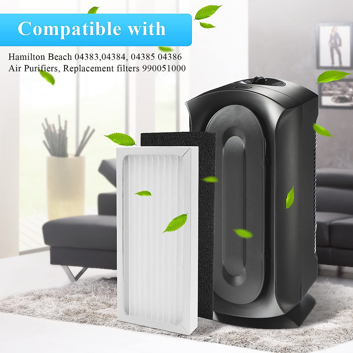 Ximoon 04383 TrueAir Filters Replacement Hamilton Beach 04384/04385 / 04386 True Air Purifier Part 990051000, Include 2 HEPA Filters & 4 Carbon Filters - 2 Sets