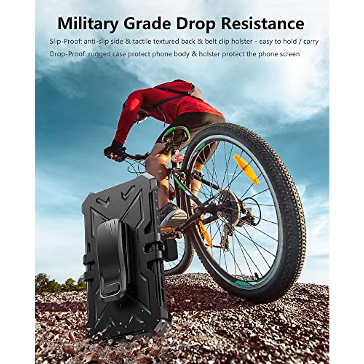 FNTCASE for iPhone 14Plus Phone Case: Rugged Protective Belt Clip Holster Heavy Duty with Built in Kickstand - 360 Protection Shockproof Cover for Apple iPhone 14 Plus Cases, 6.7inch (Matte Black)