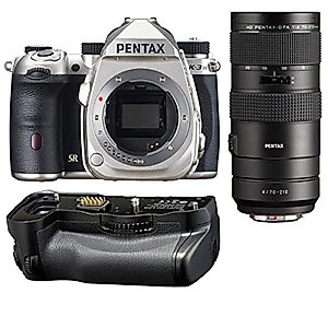Pentax K-3 Mark III APS-C-Format DSLR Camera Body, Silver HD D FA 70-210mm F4 ED SDM WR Lens D-BG8 Battery Grip