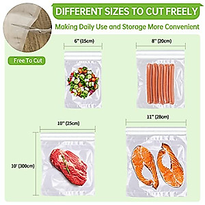 Vacuum Sealer Bags, 7 Rolls Food Storage Bags Rolls with 1 Marker & 80 Labels, BPA Free Commercial Grade Food Seal Bag for Microwave, Sous Vide, Freezer Food Storage - 6 Inch | 8 Inch | 10 Inch | 11 Inch Width (10 Feet Length)