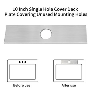 TNROTED Silver Square Faucet Deck Plate, 10 Inch Stainless Steel Kitchen Sink Cover Plate for 1 or 3 Hole Bathroom or Vanity Sink, Covering Unused Mounting Holes