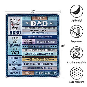 Dad Gifts-Dad Gifts from Daughter Fuzzy Soft Warm Sherpa Throw Blanket for Dad-Father Day Christmas Birthday Gifts for Dad from Daughter Premium Flannel Blanket 50”x60” for Couch Bed Living Room