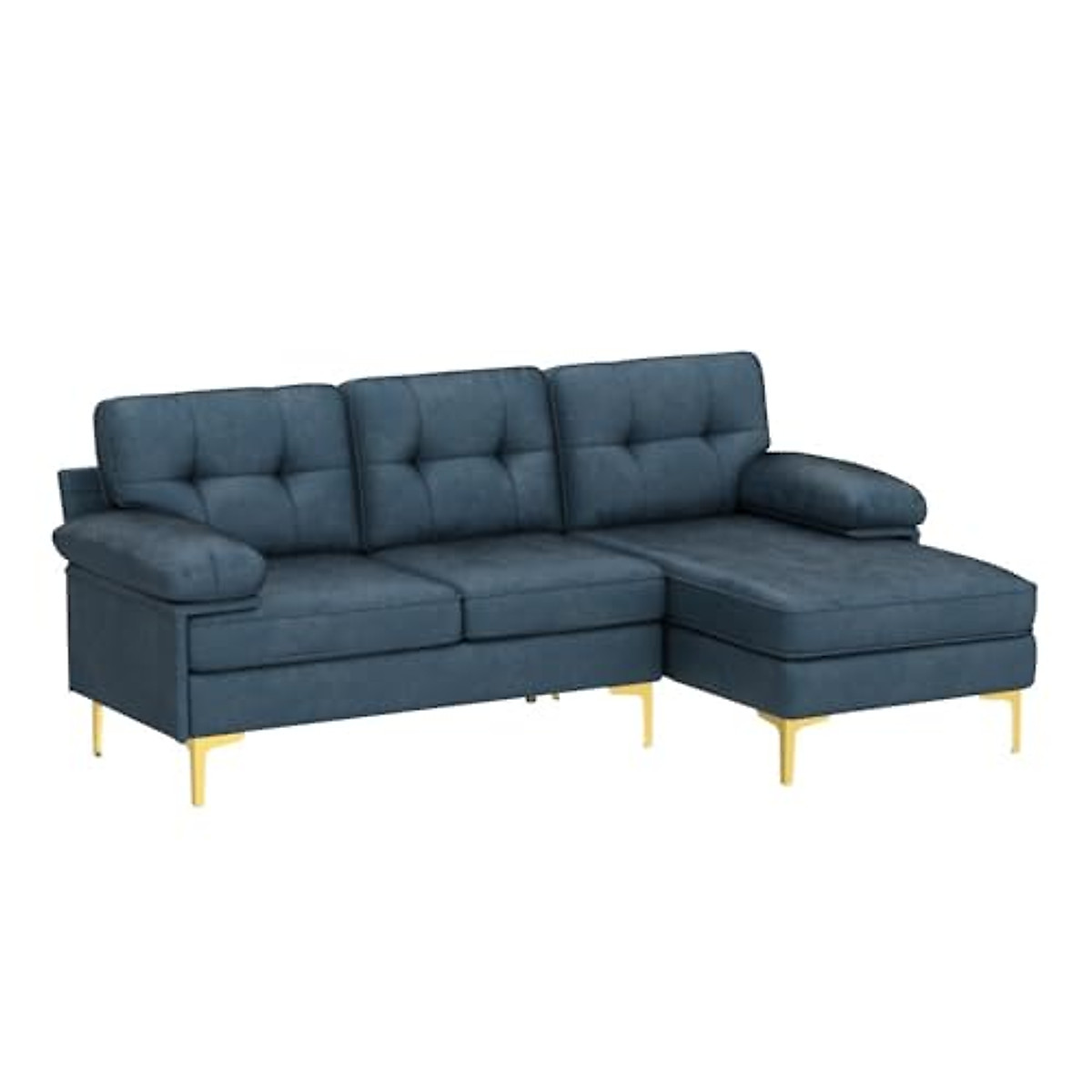 EASELAND 82" L-Shape Sofa with Reversible Chaise Lounge, Convertible Sectional Sofa Couch, Chenille Modern Sofa Couch for Living Room, Apartment and Office, Removable Cover (Light Blue)