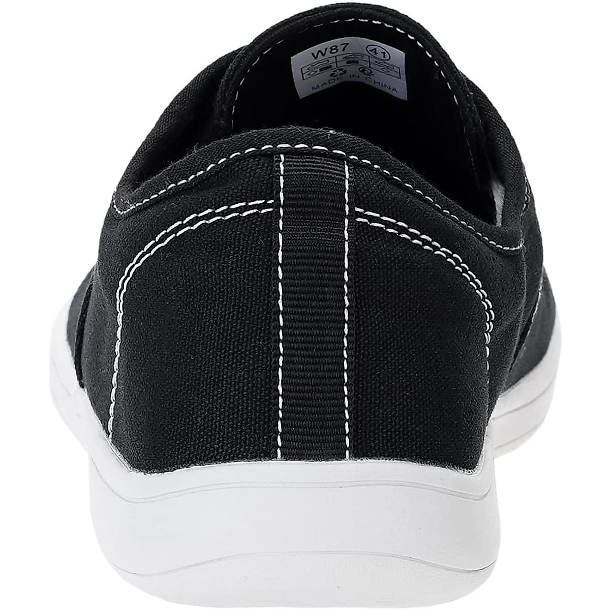 WHITIN Womens Canvas Minimalist Barefoot Sneakers Extra Wide Toe Box Zero Drop Sole Shoes Width Fit Minimus Size 9.5 9.5W Jogging Training Black 41