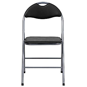 Flash Furniture 4 Pack HERCULES Series Black Vinyl Metal Folding Chair with Carrying Handle
