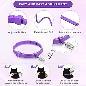 Weewooday 5 Set Calming Collar for Cats Adjustable Waterproof Cat Calming Collars Reduce Anxiety Stress Cat Collars with 5 Pet ID Pendants (Purple)