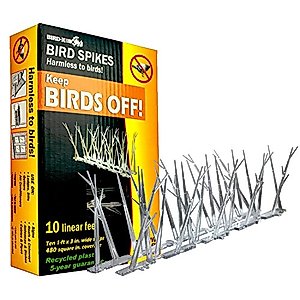 Bird-X B00VMR3SF4 SP-10-NR Plastic Narrow Bird Spikes 10 Foot Kit with Adhesive G, 2 Pack, Multi