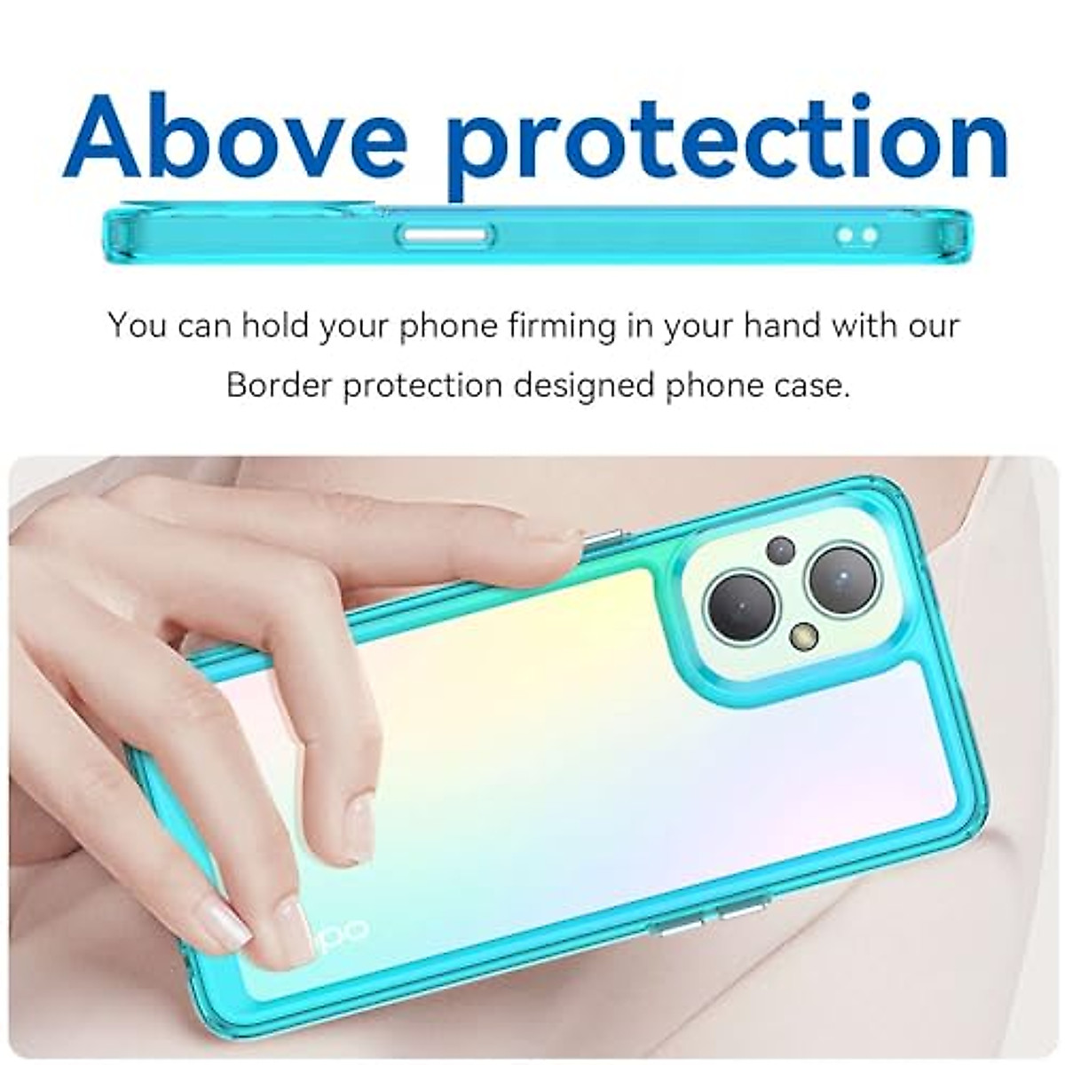 Case for Oneplus Nord N20 5G,Flexible Press Button,Transparent case,Anti-Fingerprint.360°Full Protection-Blue(Transparent)