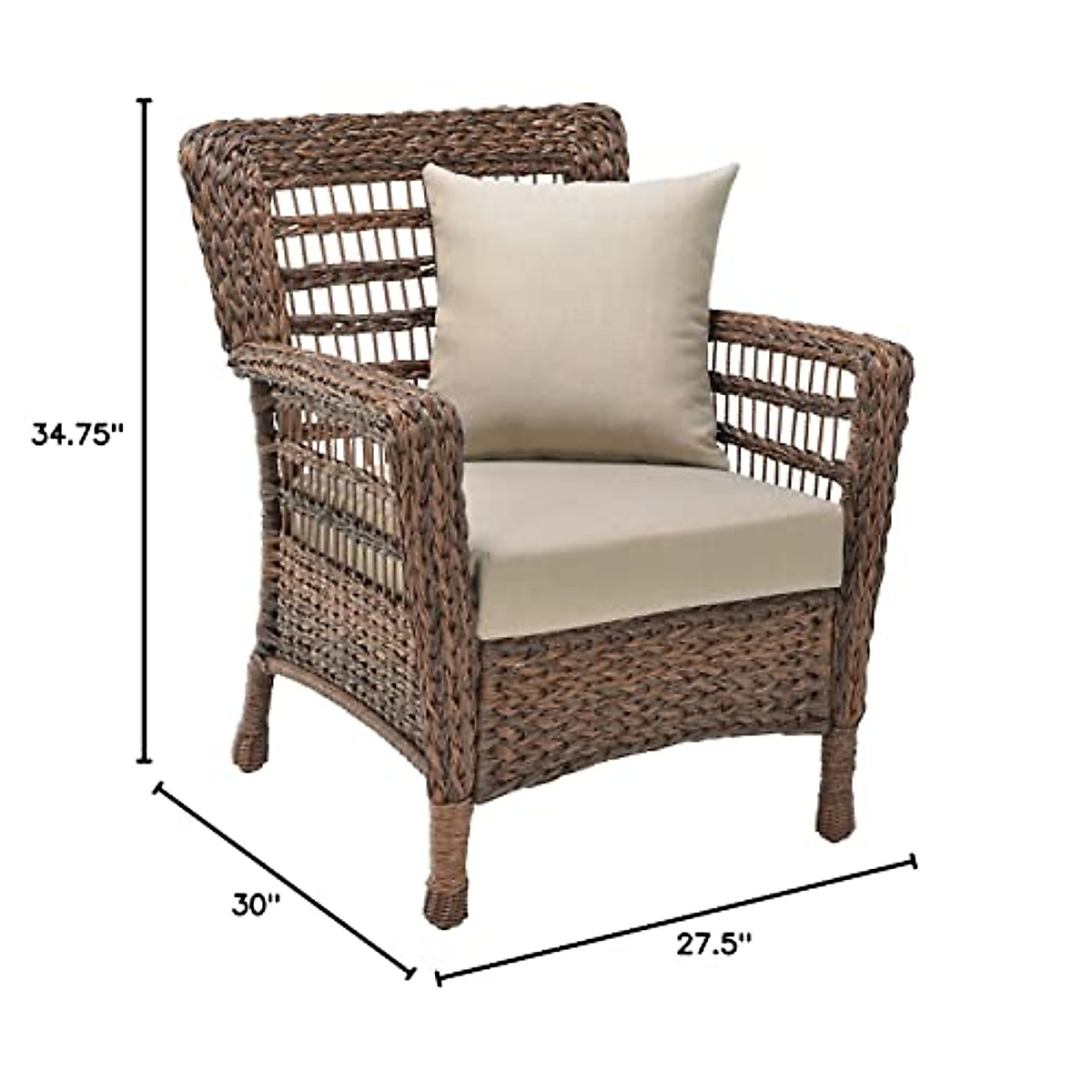 W Unlimited Modern Concept Faux Sea Grass Resin Rattan Patio Chair, Dark Brown