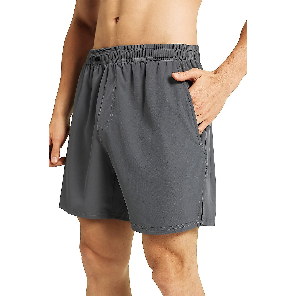 GYM REVOLUTION Men's 5 Pack Workout Running Quick Dry Gym Training Shorts with Pockets Black Grey Dark Grey Navy Blue Army Green M