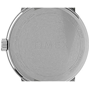 Timex Men's Easy Reader Bold 43mm Watch – Silver-Tone Case Black Dial with Black Leather Strap