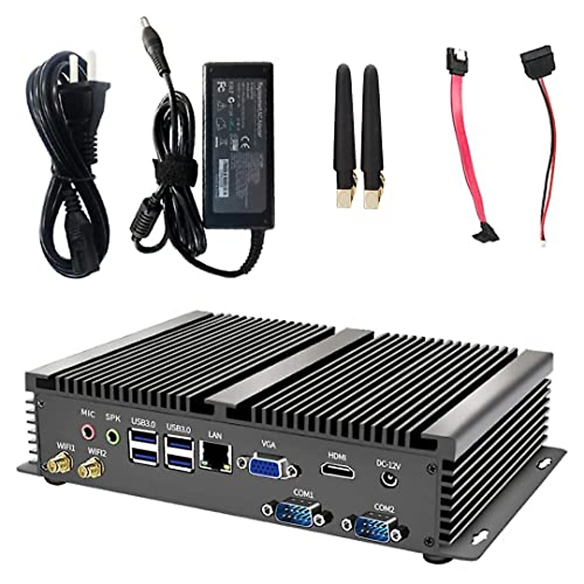 msecore Mini Industrial PC, Rackmount Fanless Computers, Wall-mountable Desktop with i3-4005U, 8GB RAM, 128GB SSD, VGA, HDMI, 2xCOM RS232, WOL, Windows 10 Pro