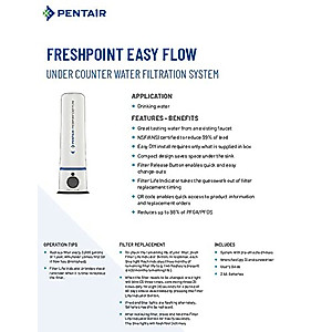 Pentair FreshPoint Replacement Cartridge for Easy Flow Undersink Water Filtration System, PFAS Water Filter, NSF Certified to Reduce PFOA/PFOS, Lasts Up to 1 Year or 3,000 Gallons