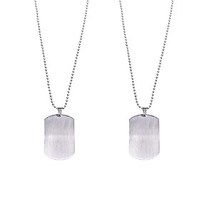 COSMOS 2 Pcs Military Dog Tags with 23.5 Inch Nickel Plated Steel Ball Chains