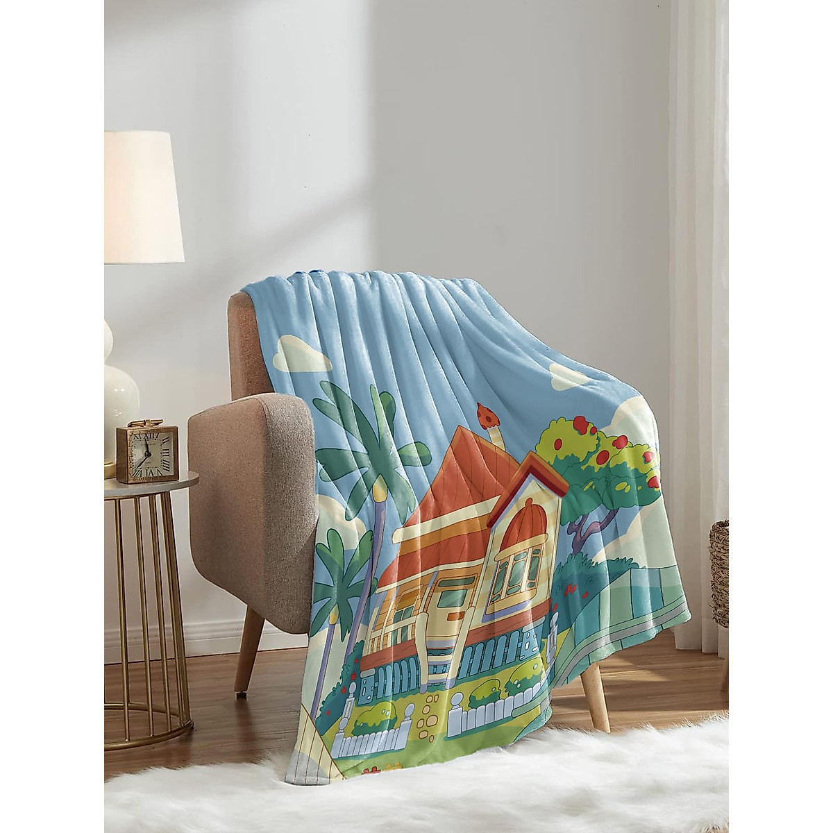 CUVYEU Blue Blanket Blanket Girls Boys Throw Blanket Blue House Blanket for Room Decor Bedding Sofa 50"x60"