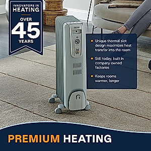 DeLonghi Oil Filled Radiant Heater, 1500W Electric Space Heater - Quiet and Portable with Anti-Freeze Function and Safety Features, TRH0715