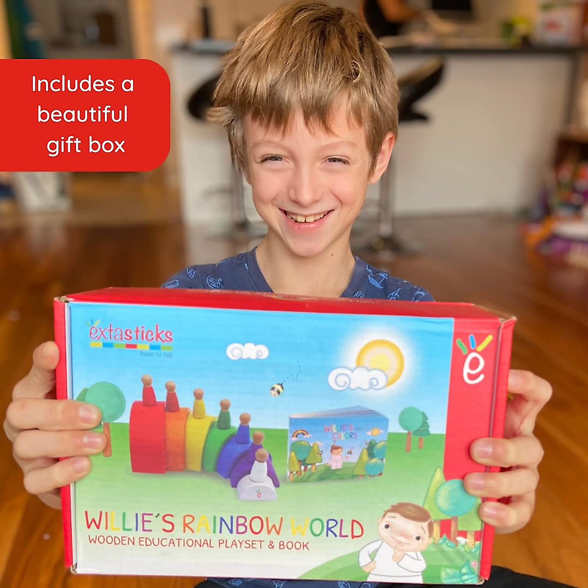 Montessori Nesting Rainbow Toy: Open-Ended Wooden Stacking Set with Arches, Peg Dolls & Story Book for Emotional Intelligence & Creative Play | Ages 3+ | 16 pcs | Premium Quality Tiger Wood